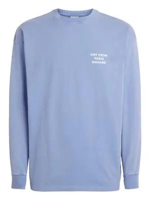 Drole De Monsieur Cotton Slogan Long-sleeve T-shirt - Blue