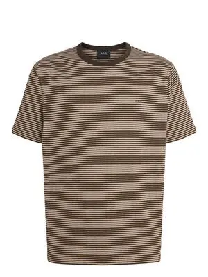 A.p.c. Organic Cotton Striped T-shirt - Brown