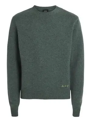 A.p.c. Wool Logo Crew Neck Sweater - Green