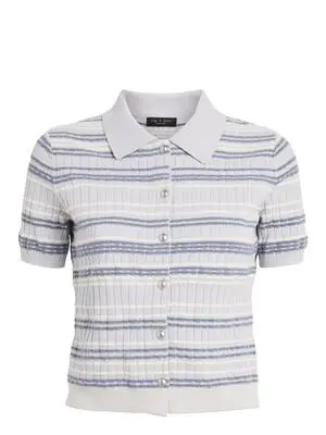 Rag & Bone Karina Striped Cotton-blend Cardigan - Blue