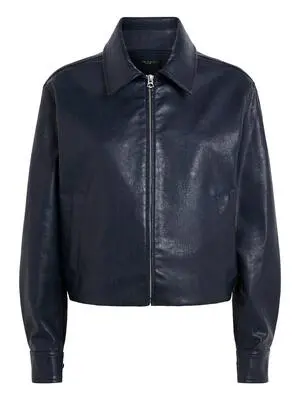 Rag & Bone Krista Faux Leather Bomber Jacket - Blue
