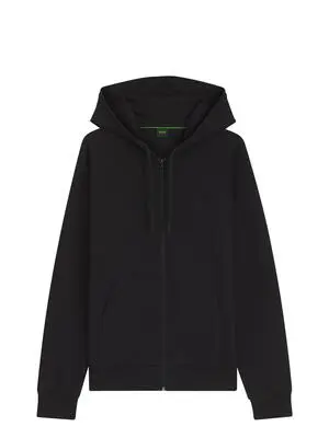BOSS Stretch-cotton Zip-up Hoodie With Puff Logo - Black
