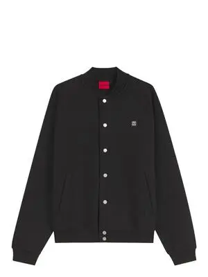 Hugo Interlock Jersey Bomber Jacket With Logo Trim - Black