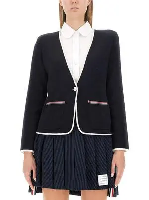 Thom Browne Unconstructed 4-bar Single-breasted Blazer - Blue