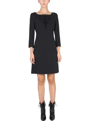 Moschino Embroidered Cady Dress - Black