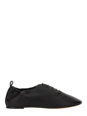 LANVIN Lace-up Leather Slipper - Black