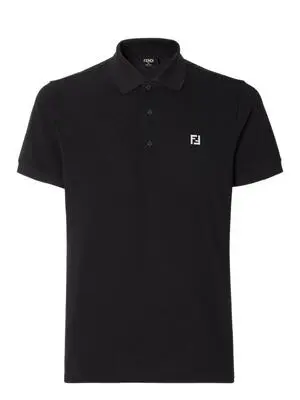 Fendi Regular-fit Short-sleeve Cotton Piqué Polo Shirt - Nero
