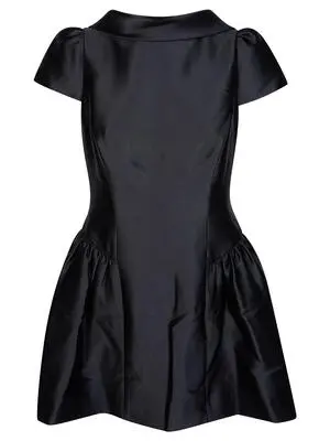 SELF-PORTRAIT Mini Taffeta Dress - Nero