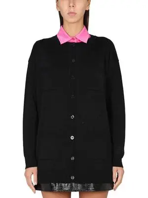 Moschino Cardigan With Logo Detail - Black