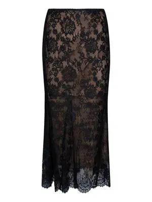 SELF-PORTRAIT SELF-PORTRAIT Lace Midi Skirt Nero