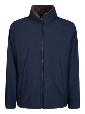 Herno Zip-up Jacket With Fur Trim - Blu
