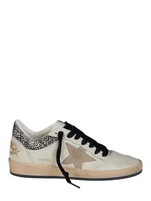 GOLDEN GOOSE Ballstar" Leather Sneakers With Star Motif - Beige