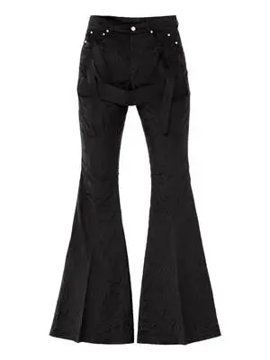 Rick Owens Flared Trousers With Strap Detail - Black