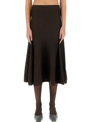 Khaite Mayu Wool-blend Midi Skirt - Brown