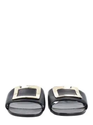 ROGER VIVIER ROGER VIVIER Buckled Leather Slide Sandals Black