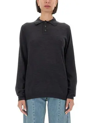 MAISON MARGIELA Knit Wool Polo Shirt - Grey