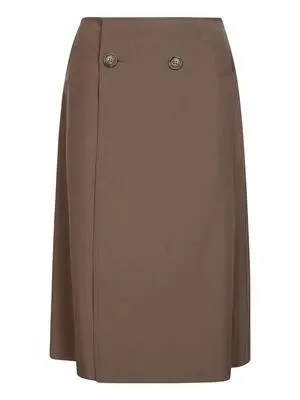 MAISON MARGIELA Midi Skirt With Button Detail - Marrone