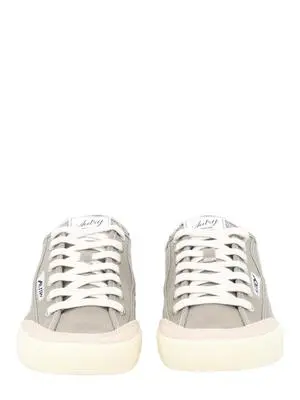 AUTRY Lace-up Canvas And Suede Sneakers - Dove
