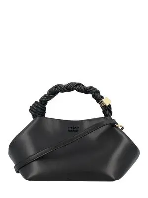 GANNI Twisted Leather Top Handle Bag - Nero