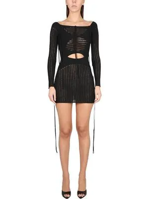 ANDREĀDAMO Ribbed Cut-out Dress - Black