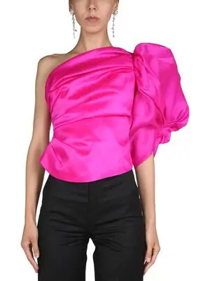 ANOUKI One Shoulder Draped Dress - Fuchsia