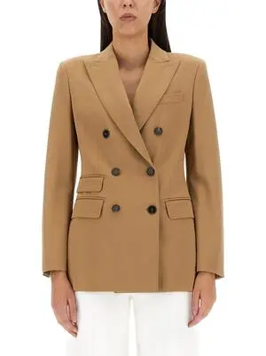 Max Mara Double-breasted Wool Blazer - Beige