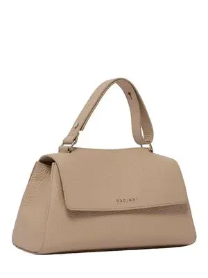 Orciani Textured Leather Top Handle Bag - Beige