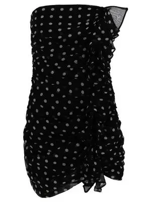 Nina Ricci Polka Dot Strapless Mini Dress - Black