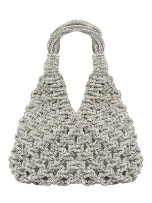 HIBOURAMA Braided Crystal-inspired Handbag - Silver