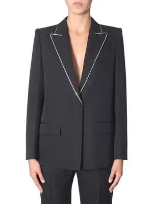 Givenchy Embellished Lapel Wool Blazer - Black