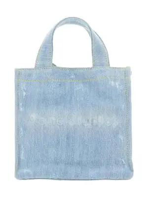 Acne Studios Mini Denim Shopper Bag With Logo - Azure