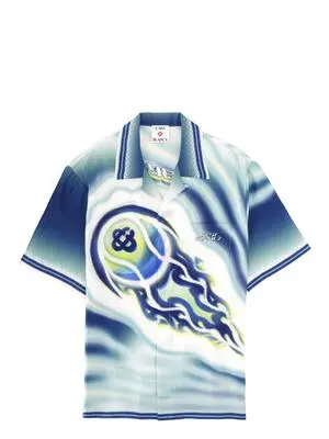Casablanca The Art Of The Serve Short Sleeve Silk Shirt - Blue