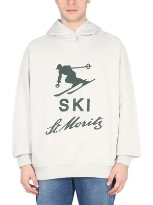 Bally Cotton Sweatshirt With Ski Graphic - Grey