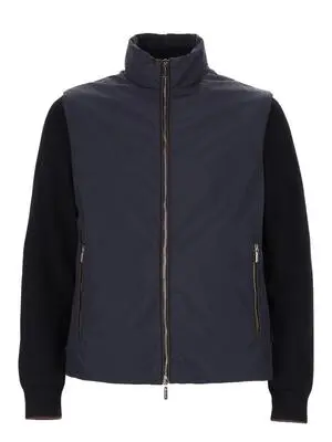 MOORER Zip-up Jacket With Stand Collar - Blue