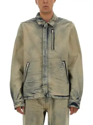 Rick Owens RICK OWENS DRKSHDW Regular Fit Cotton Concealed Zip-Front Jacket Denim