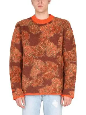 ERL Choker" Textured Knit Sweater - Orange