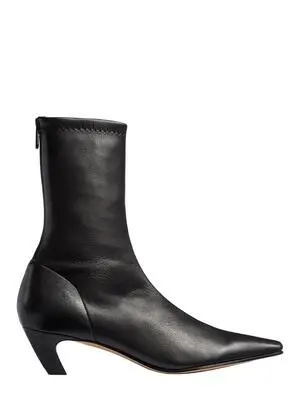 Khaite 40mm Square-toe Leather Heeled Boot - Nero