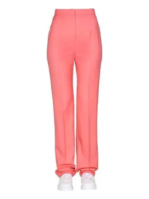 Alexander McQueen Tailored Wool Straight Leg Trousers - Red