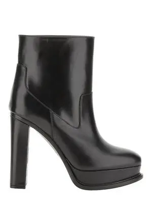 Alexander McQueen Leather Platform Ankle Boots - Black