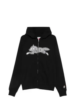 ICECREAM Logo Cotton Full Zip Hoodie - Black