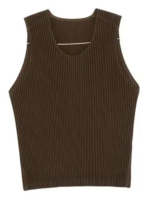 Issey Miyake Homme Plissé Pleated Sleeveless Top - Brown