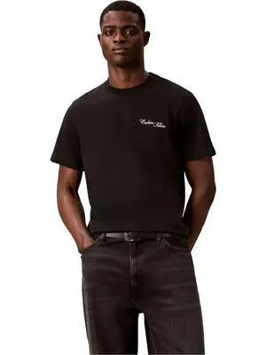 Calvin Klein Embroidered Calligraphy Easy Tee - Black