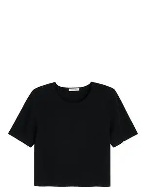 BY MALENE BIRGER Amber Ribbed Pullover With Padded Shoulders And Side Slits - Black