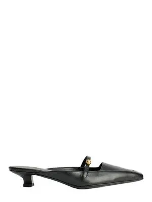 BY MALENE BIRGER Micha Leather Slip-on Kitten Heel Sandals - Black
