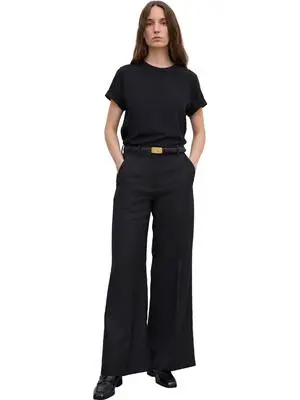 HOUSE OF DAGMAR Mid-rise Wide-leg Tailored Trousers - Black