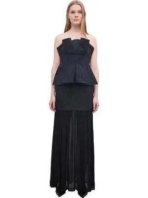 HOUSE OF DAGMAR Jacquard Pleated Top - Black