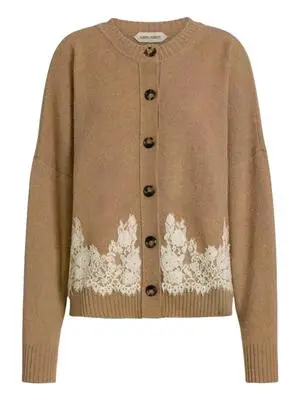 Alberta Ferretti Lace Detail Cardigan - Neutrals