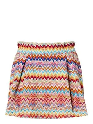 Missoni Zig Zag Motif Cotton Pleated Mini Skirt - Multicoloured