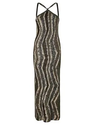 Missoni Missoni Long Dress With Wave Pattern And Sequins Brown