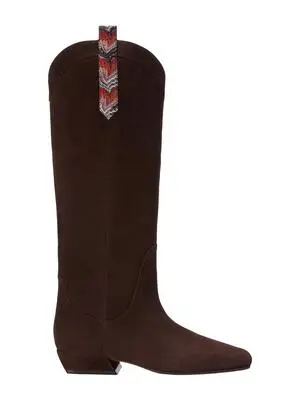Missoni Suede Boots With Lace Detail - Brown